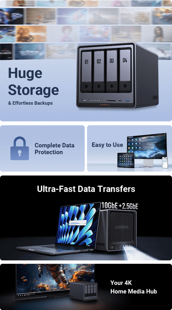 4-Bay NAS for Home | Fast & Secure Data Storage – UGREEN NAS US